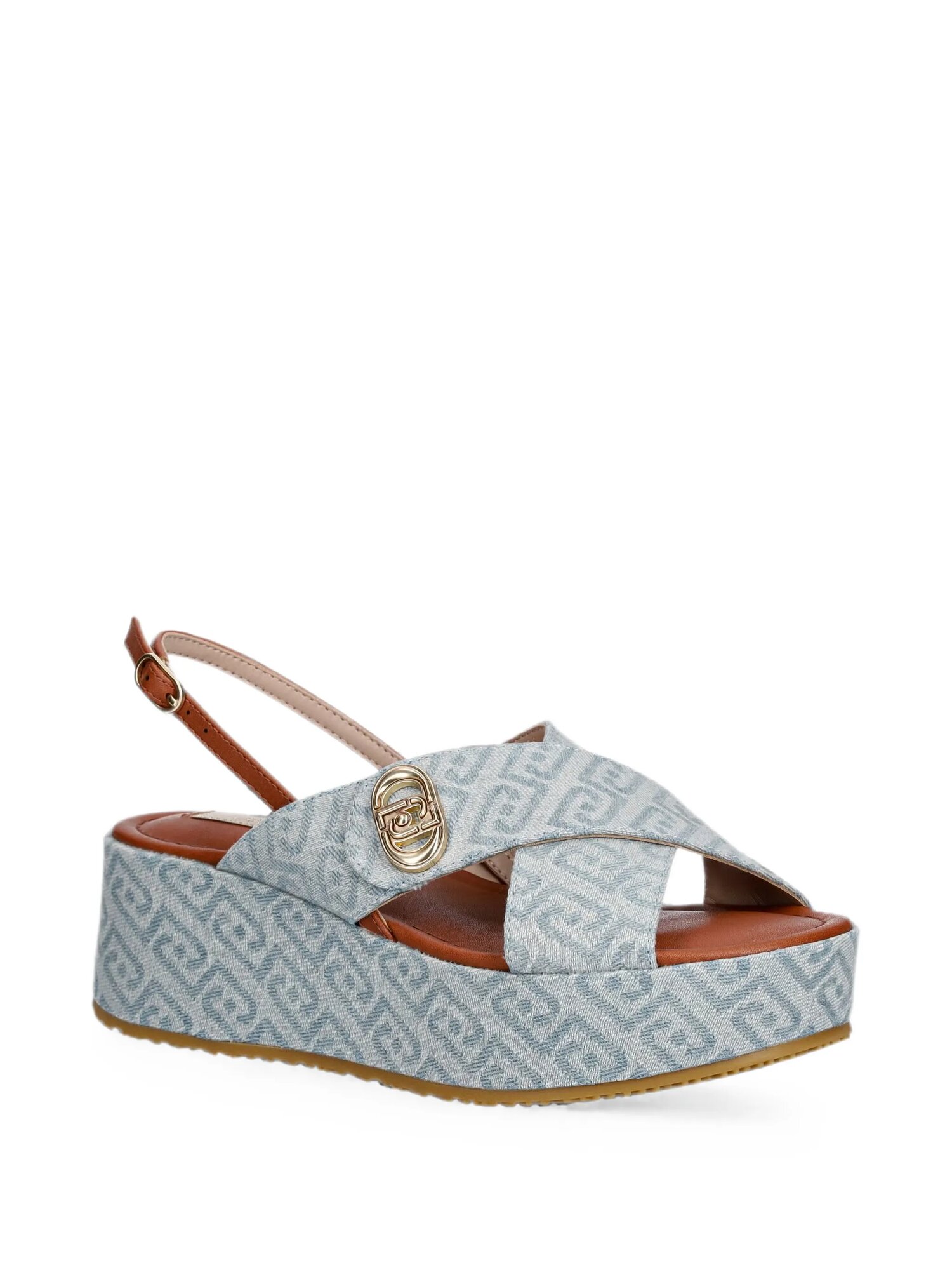 Босоножки LIU JO Monogram-pattern platform sandals, размер 39, blue — фото 1