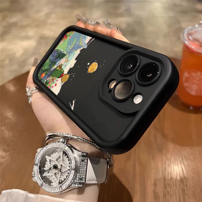 Чехол на Айфон 16 Плюс / iPhone 16 Plus черный Маленький Принц силиконовый ударопрочный