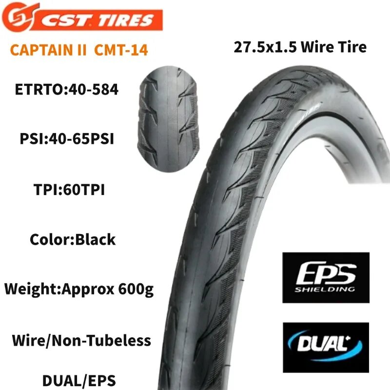 CST Captain II CMT-14 27.5x1.5 Wire Tire, Черный