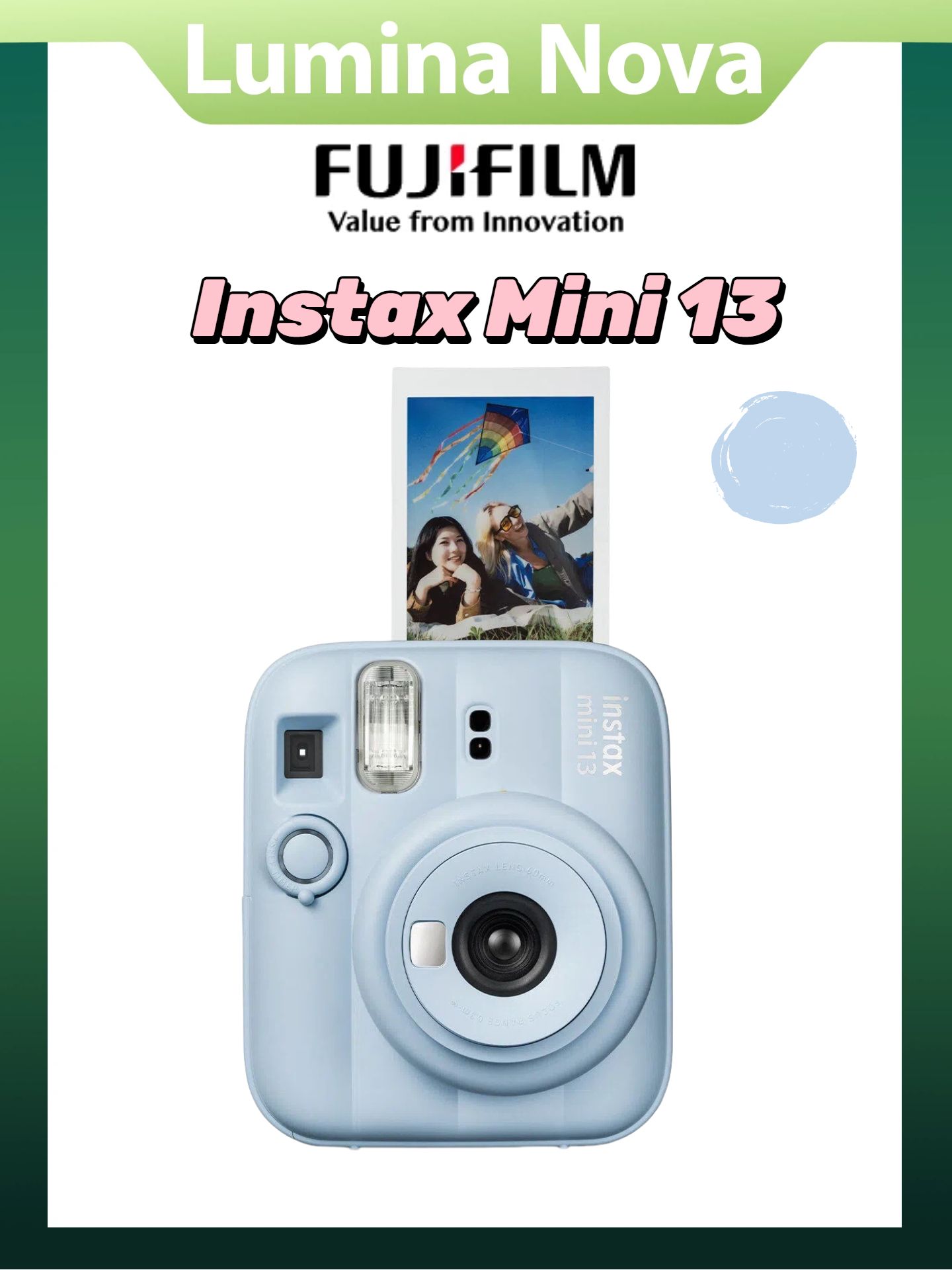 Fujifilm Мини-принтер Моментальная камера Fujifilm Instax Mini 13, автоматическая экспозиция, компактный корпус, работает с пленкой instax mini, Монохромный, Цветной