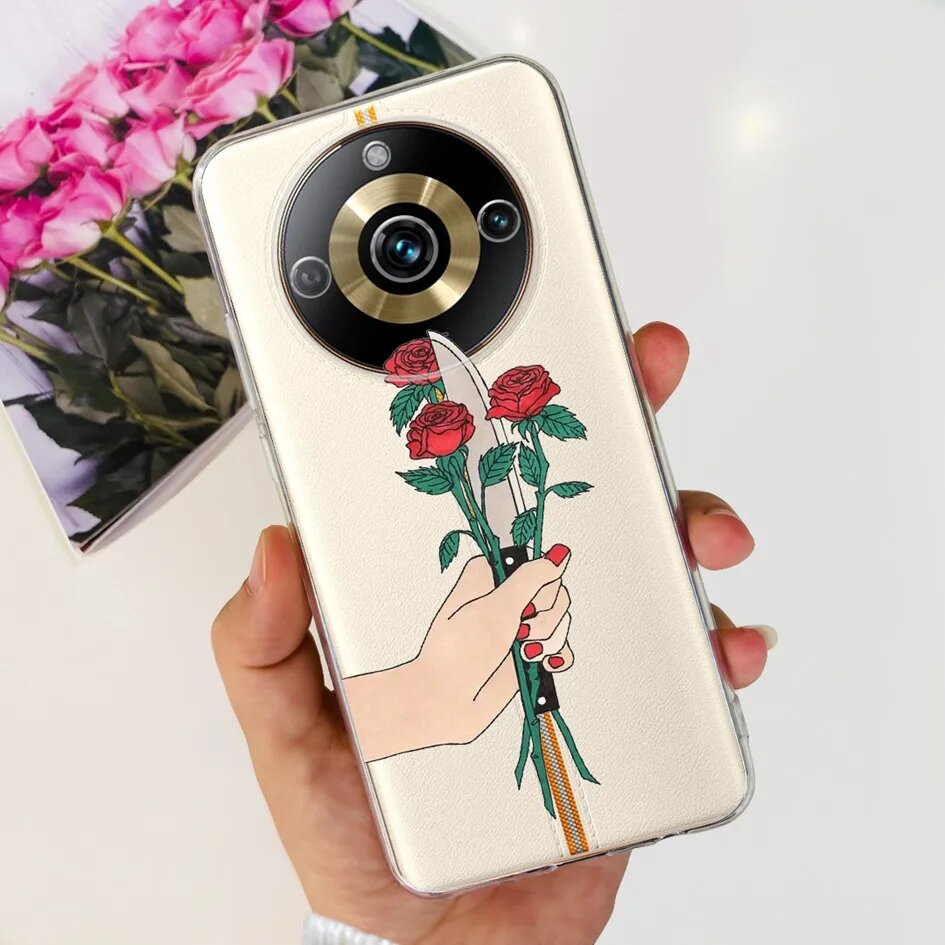 Чехол для Realme 11 Pro Чехол Realme 11 Pro + силиконовый прозрачный бампер с цветочным астронавтом для Realme11 Pro Plus 5G чехлы для телефонов