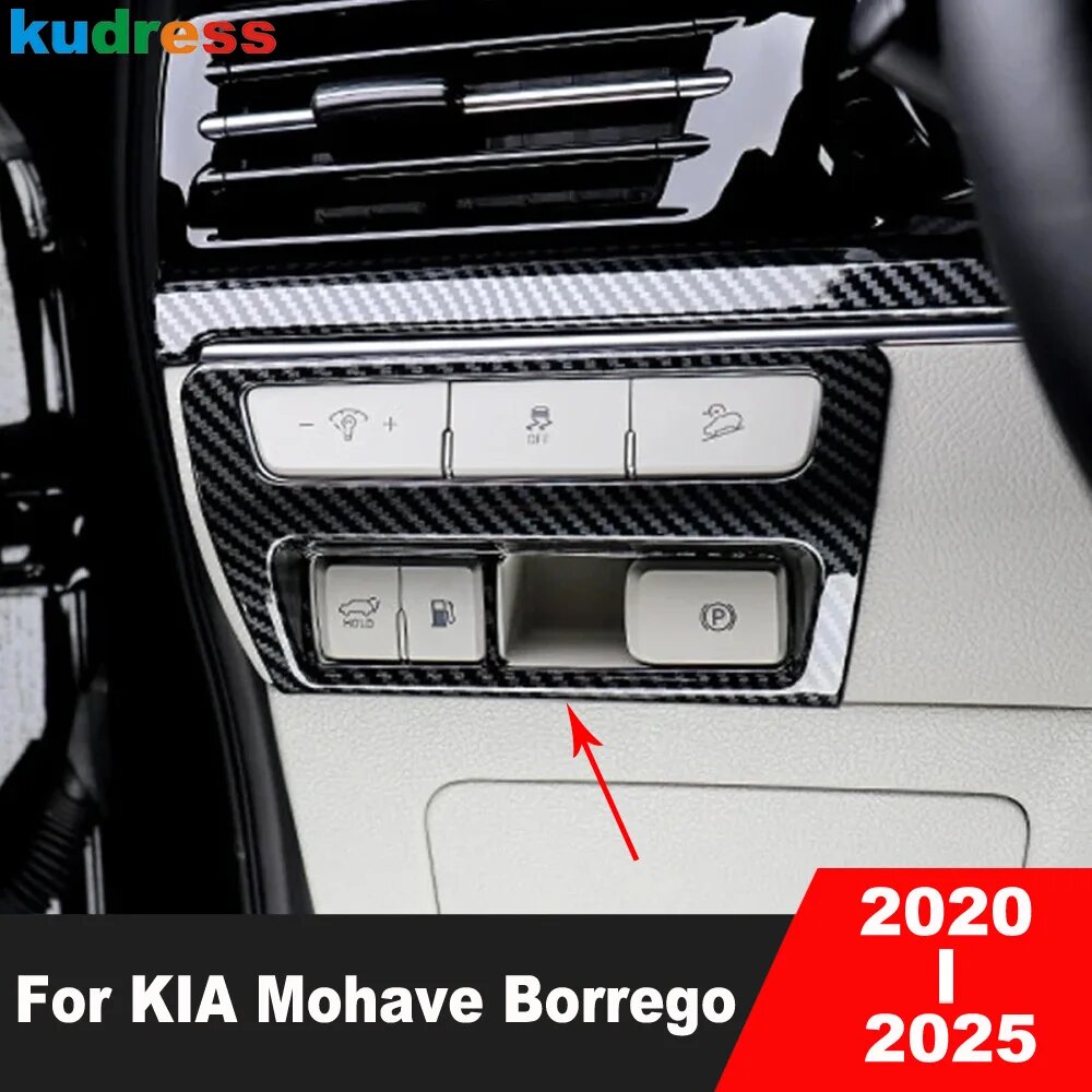 Автомобильный переключатель фар, кнопка управления, накладка для KIA Mohave Borrego 2020-2024 2025, аксессуары для интерьера из углеродного волокна