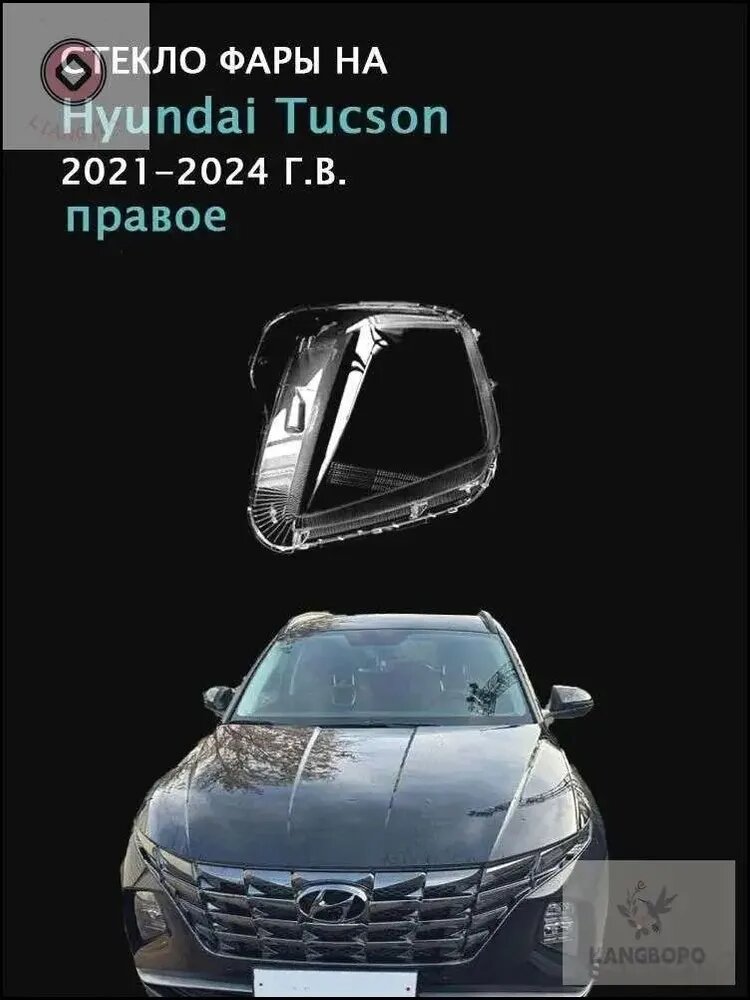 Стекло фары, арт. Hyundai Tucson(2021-2024 Г. В.), (правое), поликарбонат с УФ-защитой, 1 шт.