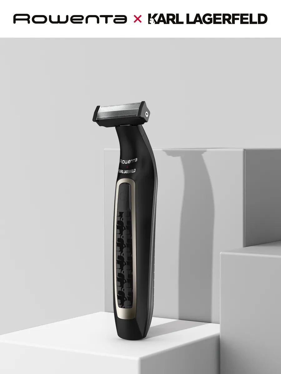 Триммер для бороды Rowenta Forever Sharp Karl Lagerfeld TN602LF0, лезвия из нержавеющей стали, 120 минут работы от аккумулятора, длина стрижки 0.4-5 мм, индикатор зарядки, ширина лезвия 32 мм