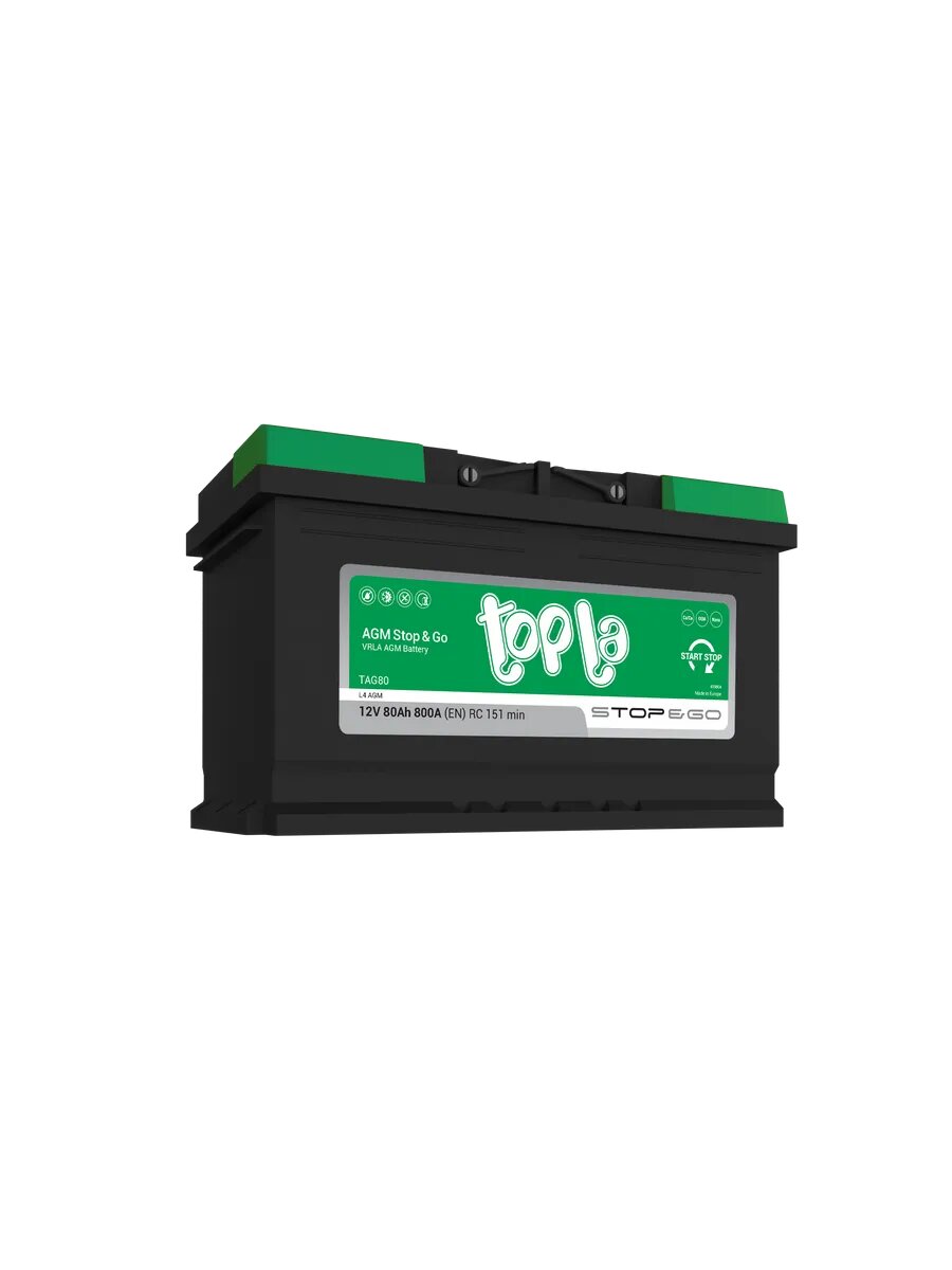Аккумулятор TOPLA AGM Stop&Go 80А/ч обратный R+ L4 EN 800 А