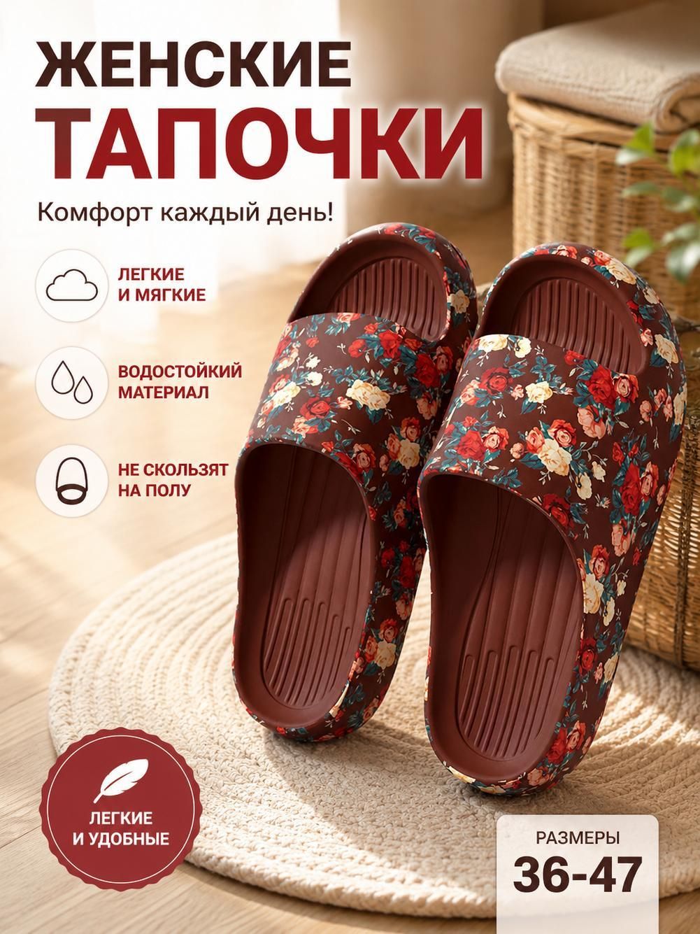 Шлёпанцы , размер 44-45, красный, желтый