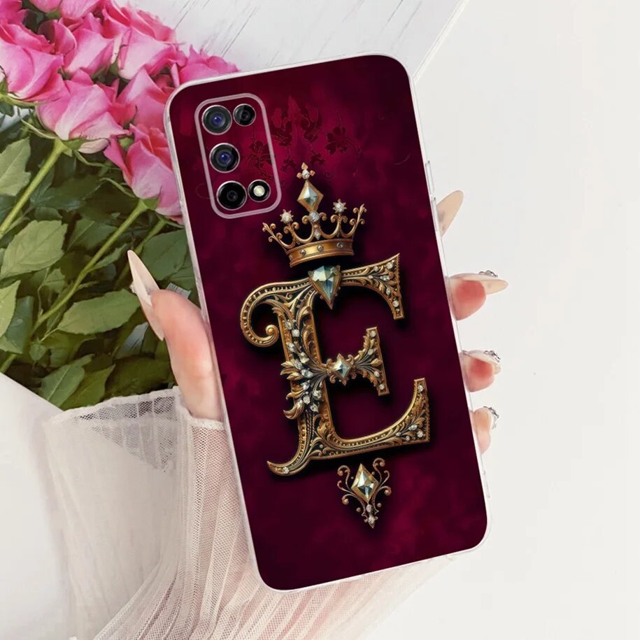 Чехол для Realme 7 5G, роскошный, с инициалами и короной, мягкий TMTPU-12E, For Realme 7 5G