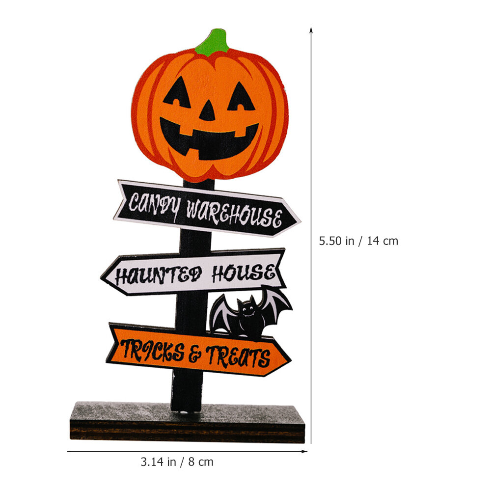2 Декоративных Элемента Halloween Из Дерева В Forme Призраков И Тыкв Для Оформления Стола 14.00X8.00X5.00Cm