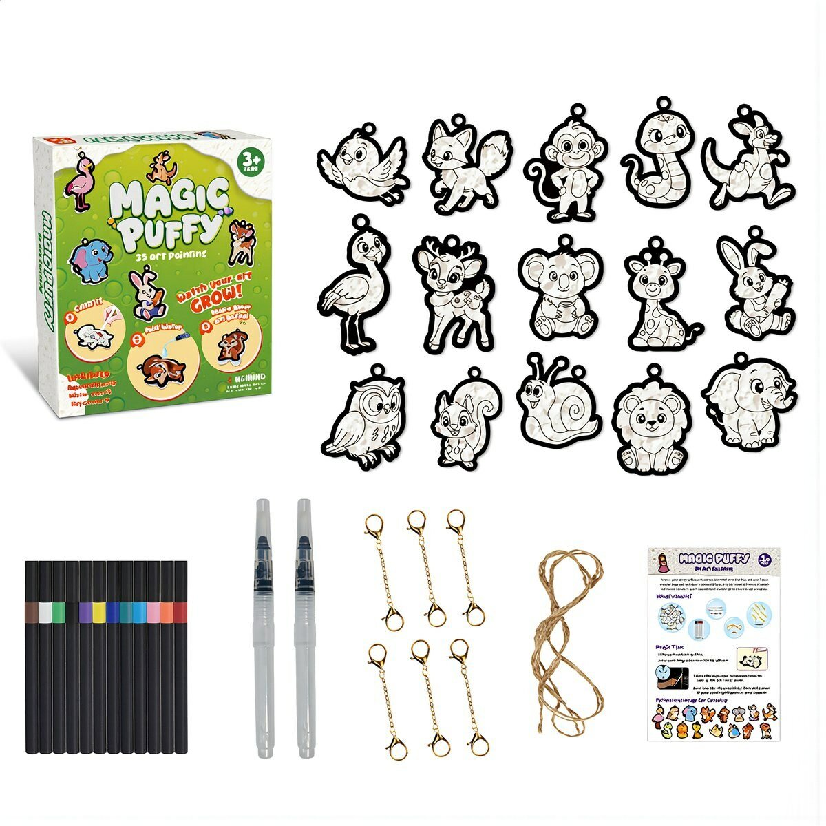 Набор для детского творчества Magic Puffy 3D живопись 15 шаблонов принцесса замок маркеры 12 штук водные ручки 2 штуки для детей от 3 лет для раскрашивания
