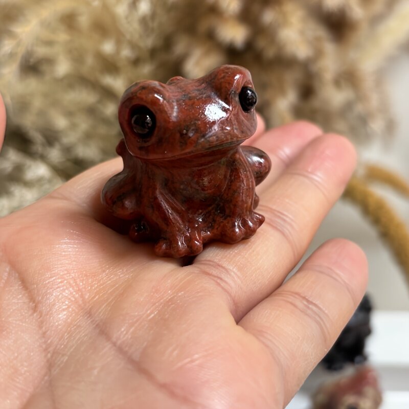 Фигурка жабы из красного натурального камня, ручная работа, миниатюрный декор для дома и офиса, 1 шт.