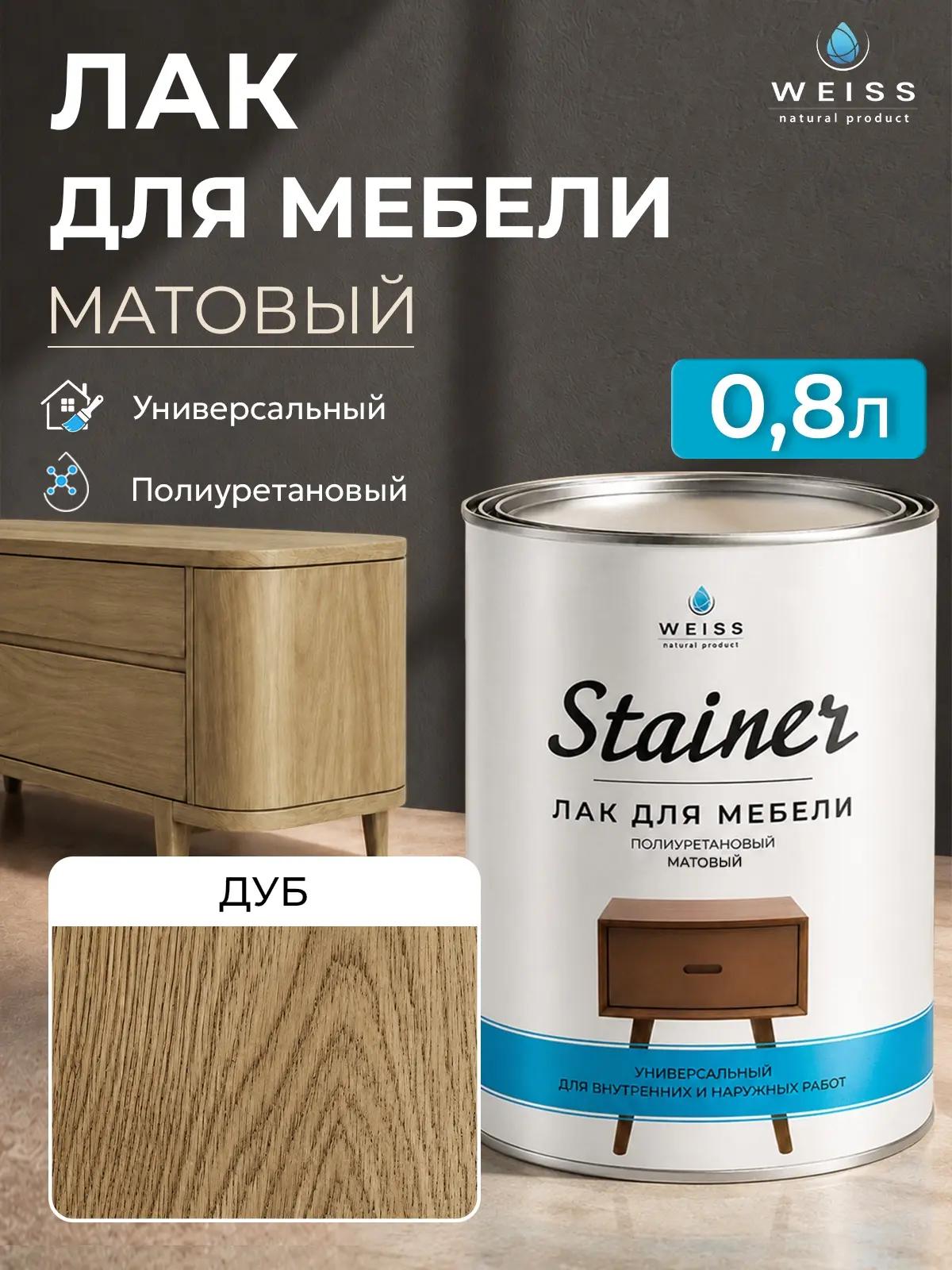 Лак для мебели матовый 0.8л Дуб