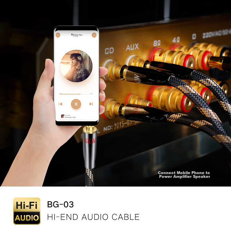 SKW 6N Однокристаллическая медь 3.5 мм к двойному RCA аудиокабель 1 метр переходник для колонок проекторов Версия：1