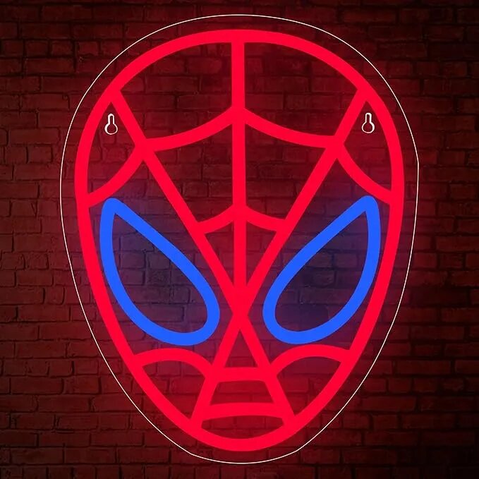 Светодиодная неоновая вывеска SpiderMan с питанием от USB, подходит для украшения детской спальни и игровой комнаты27x34cm