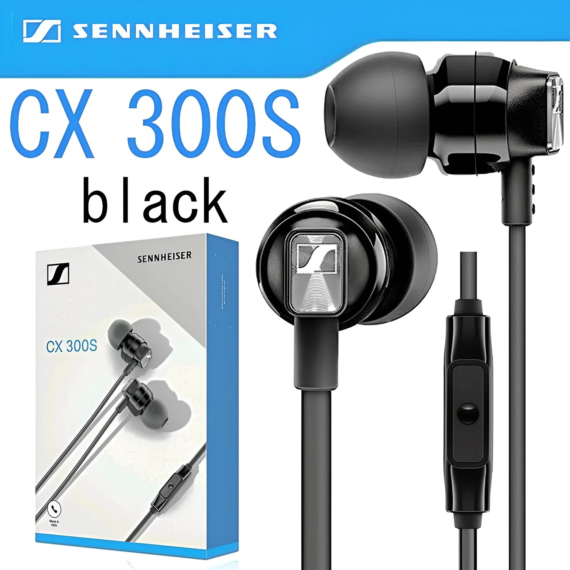 Наушники проводные Sennheiser CX 300S, mini jack 3.5 mm, чёрные.