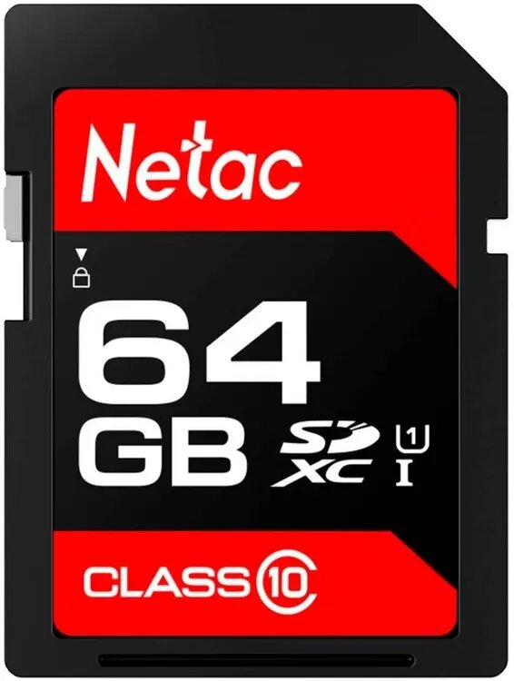 Карта памяти SDXC UHS-I U1 NETAC P600 64 ГБ, 80 МБ/с, Class 10, NT02P600STN-064G-R, 1 шт, без адаптера