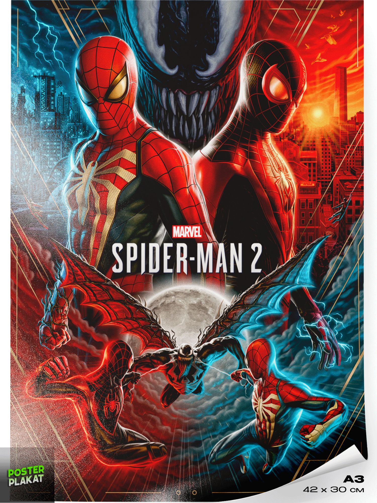 Постер Человек-паук (Spiderman, 2002), по мотивам фильма, постер на стену для интерьера, киноплакат для дома и офиса, А3 (420х297 мм), ПП