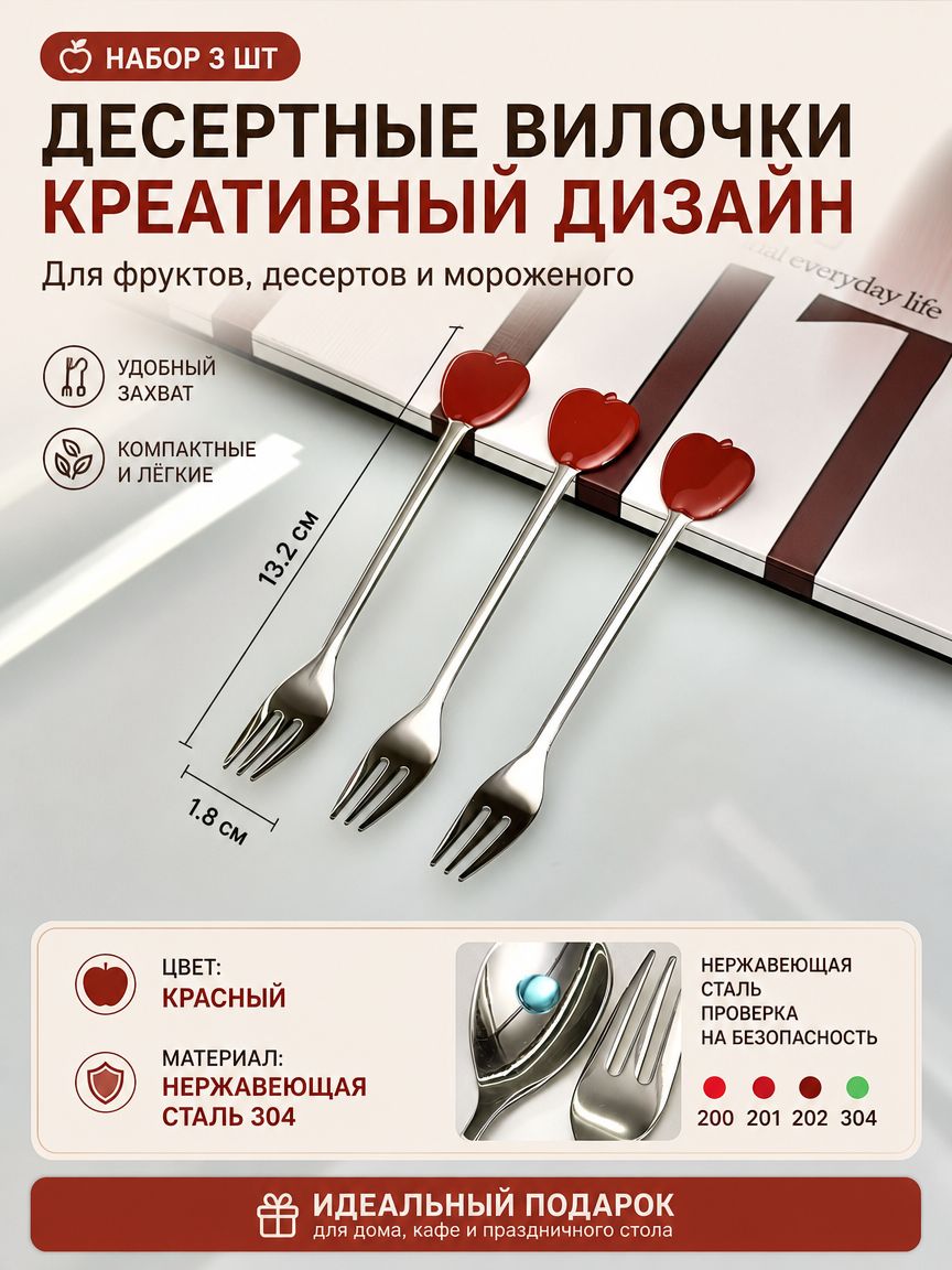Вилка и ложка для десерта из нержавеющей стали, набор для фруктов и мороженого, портативный, для дома