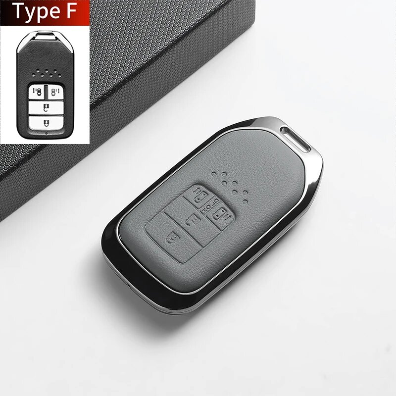 Серый кожаный чехол для ключей Honda Vezel, City, Civic, Jazz, BRV, BR-V