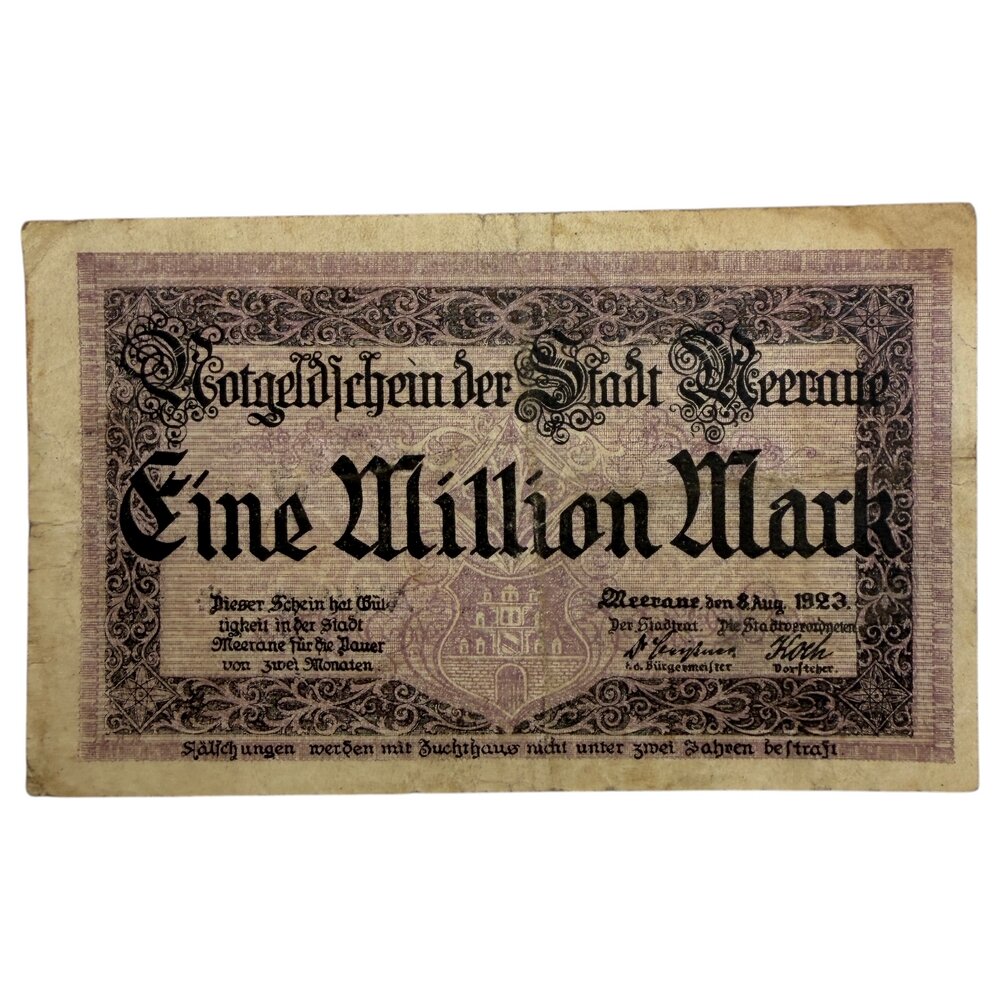 Германия (Веймарская республика) Меране 1000000 марок 1923 г. (ВЗ - Gitter) (Номер с *)