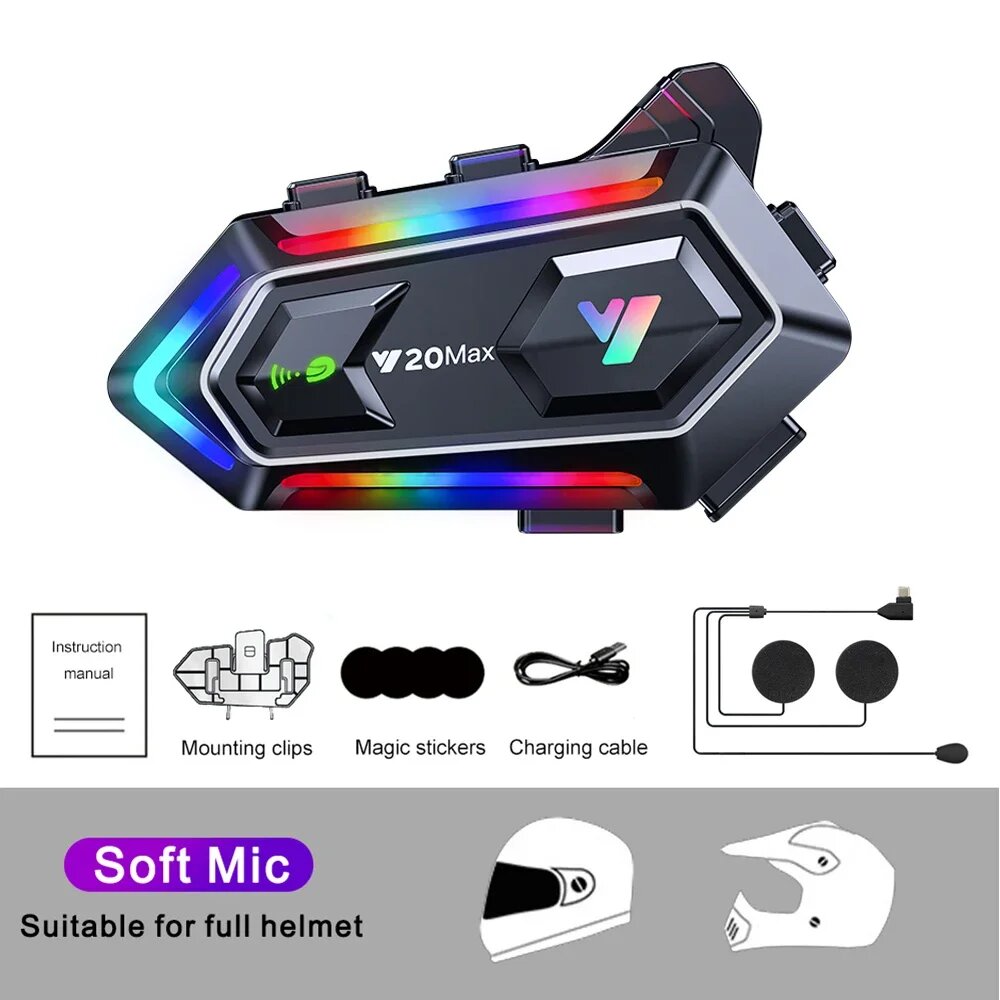 Мотоинтерком Y20 MAX с мягким микрофоном, 1PC