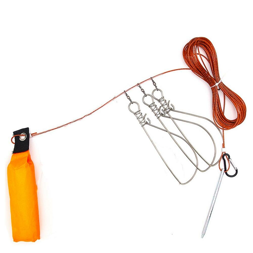 Кукан для рыбы из нержавейки, стальной фиксатор с карабином, держатель для улова на спиннинге