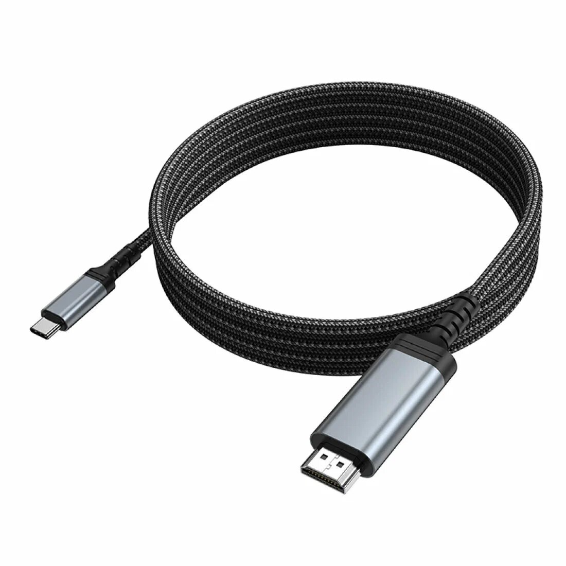 Кабель HDMI на Type-C Hoco UA43, USB-C to HDTV 4K UltraHD, 1.8 метра, нейлон, metal gray