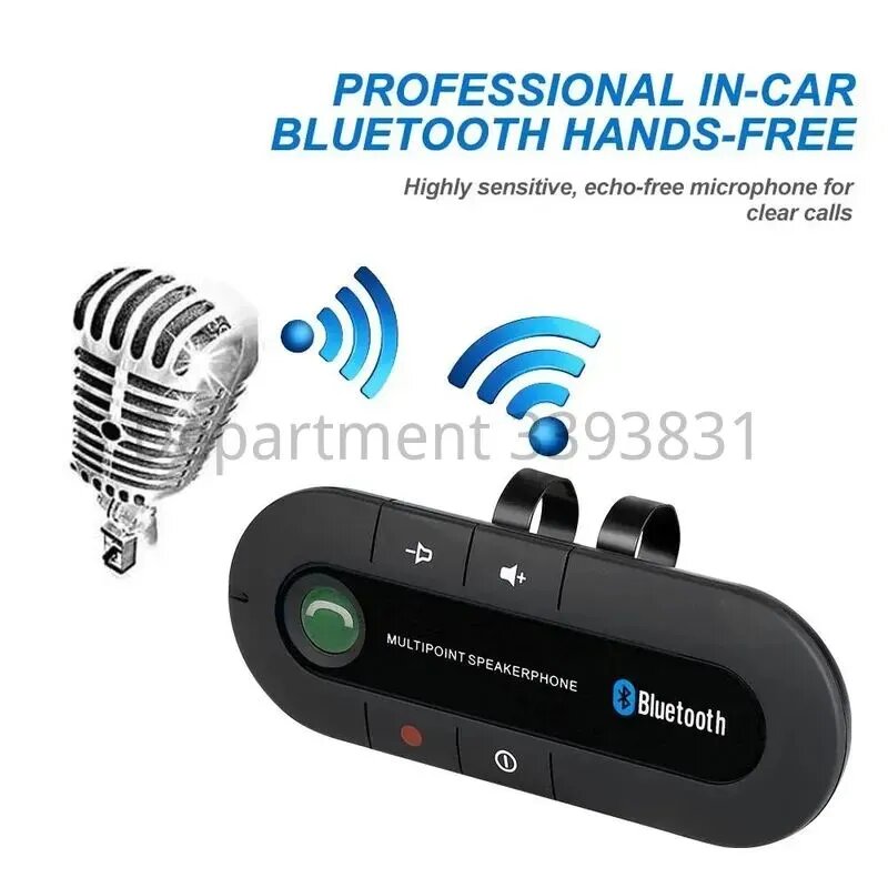 Беспроводная Bluetooth авто гарнитура с громкой связью для звонков в машине