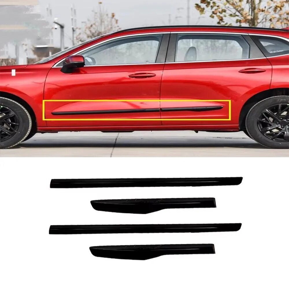 Молдинги на двери Great Wall Haval Jolion 2021-2024, комплект 4 шт, защита кузова, ABS пластик, черный