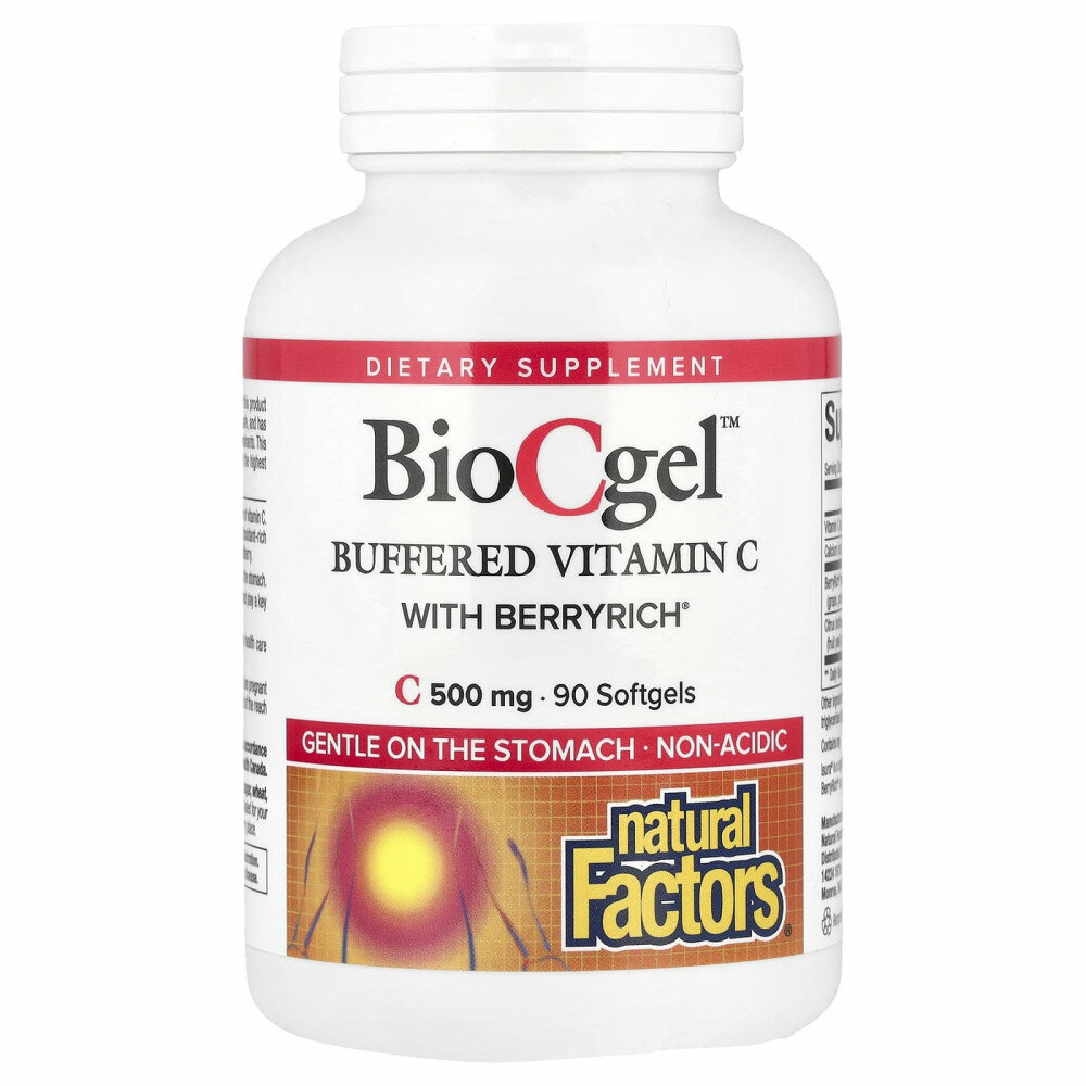 Natural Factors, BioCgel™, буферизованный витамин C с BerryRich®, 90 мягких таблеток