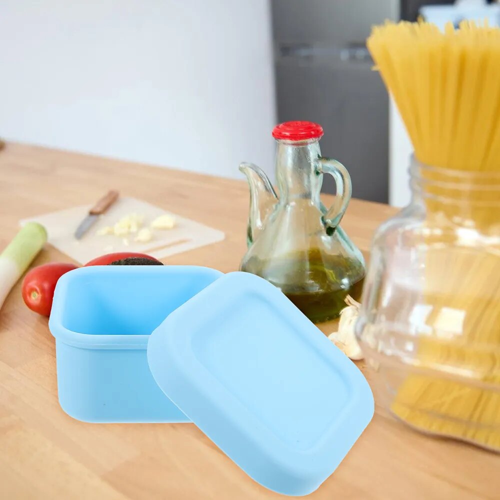 Многофункциональный силиконовый бенто-бокс с крышкой для хранения еды, синий