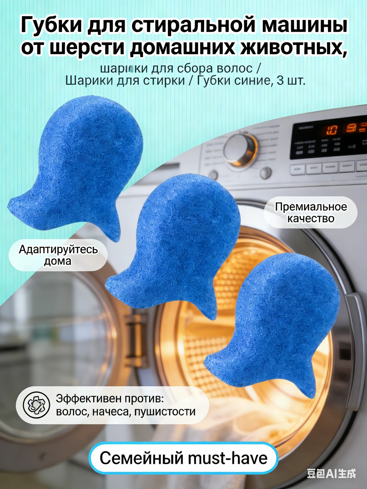 Как убрать шерсть с одежды при стирке: губки-сборщики, многоразовые 3 шт, гипоаллергенно