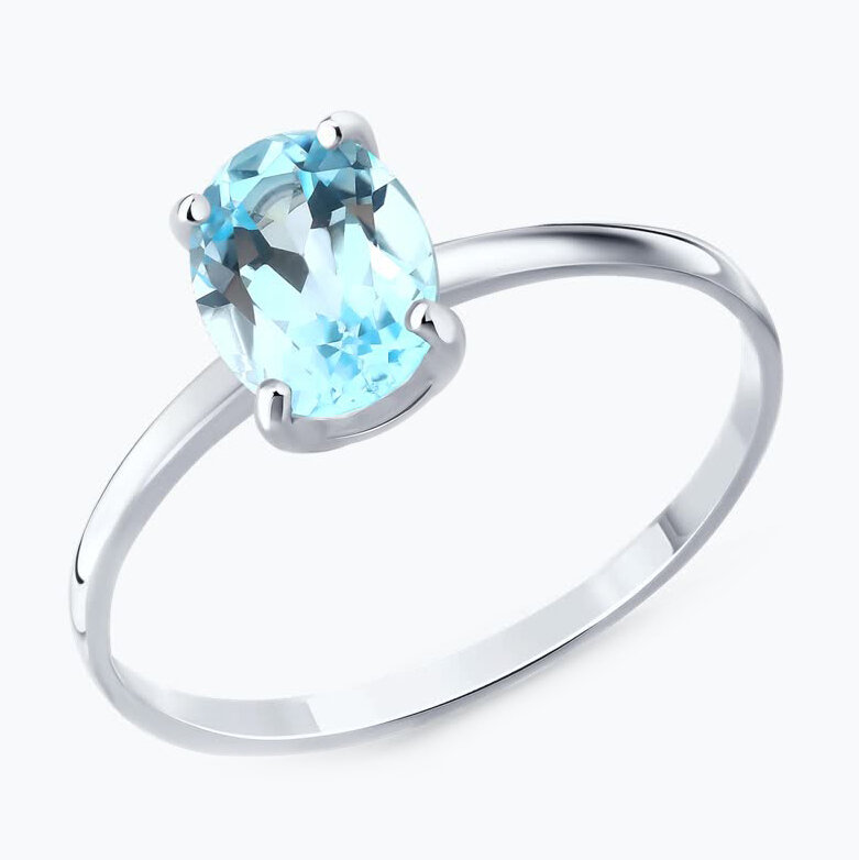 Кольцо, серебро, 925 проба, топаз