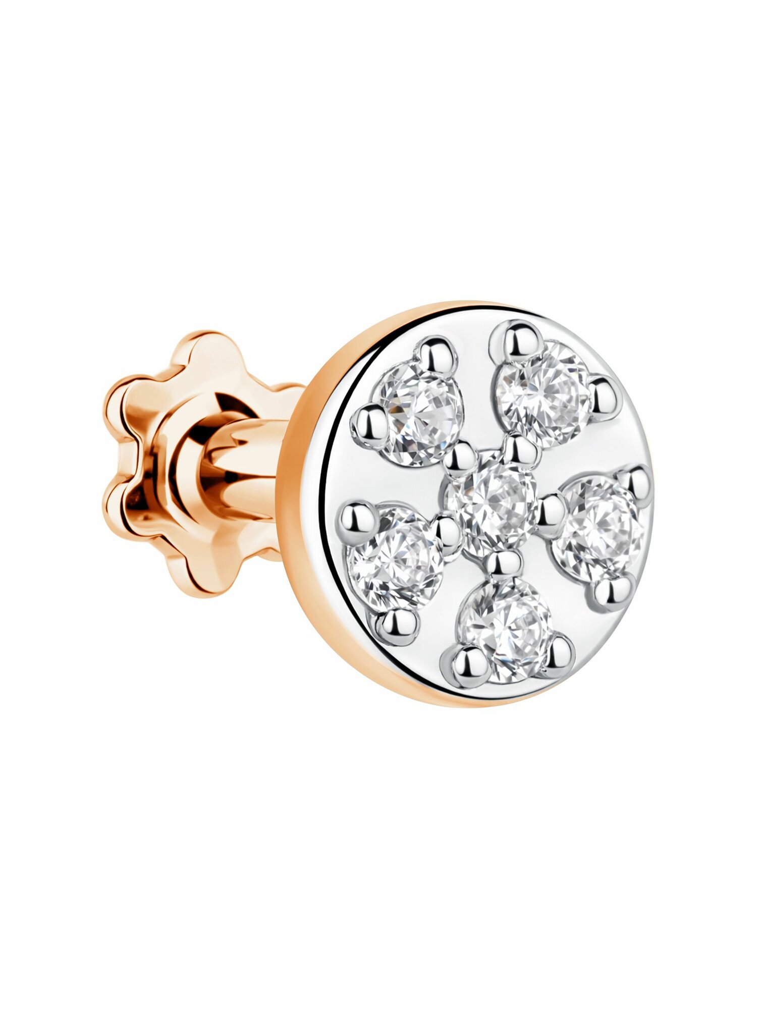 Пирсинг, красное золото, 585 проба, фианит