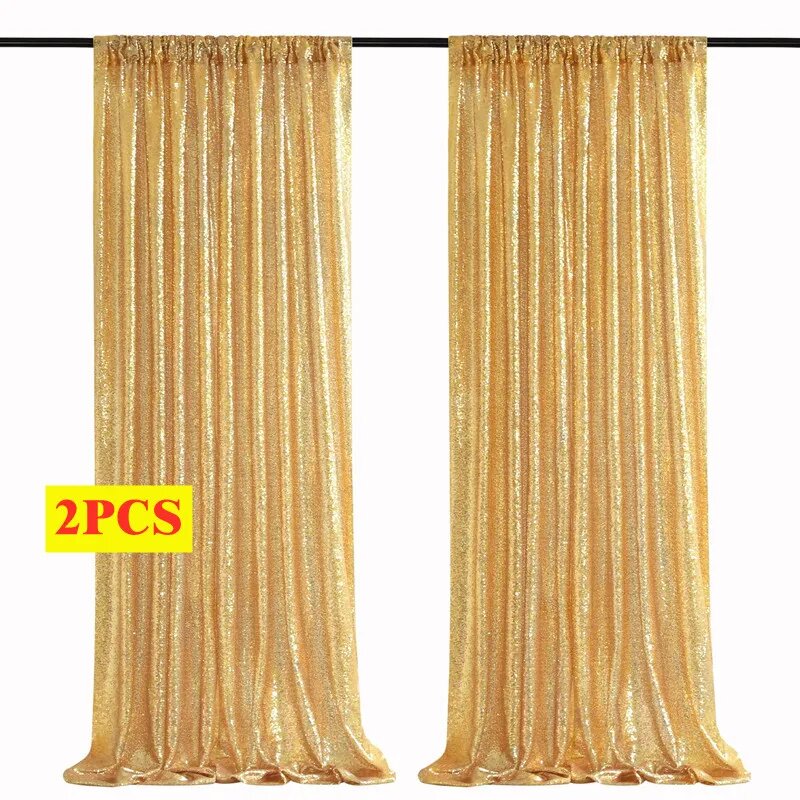 Серебряные блестящие шторы из полиэстера 61х240 см gold 2PCS