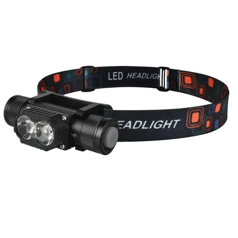 Налобный фонарь USB перезаряжаемый LED Headlight черный пластиковый корпус