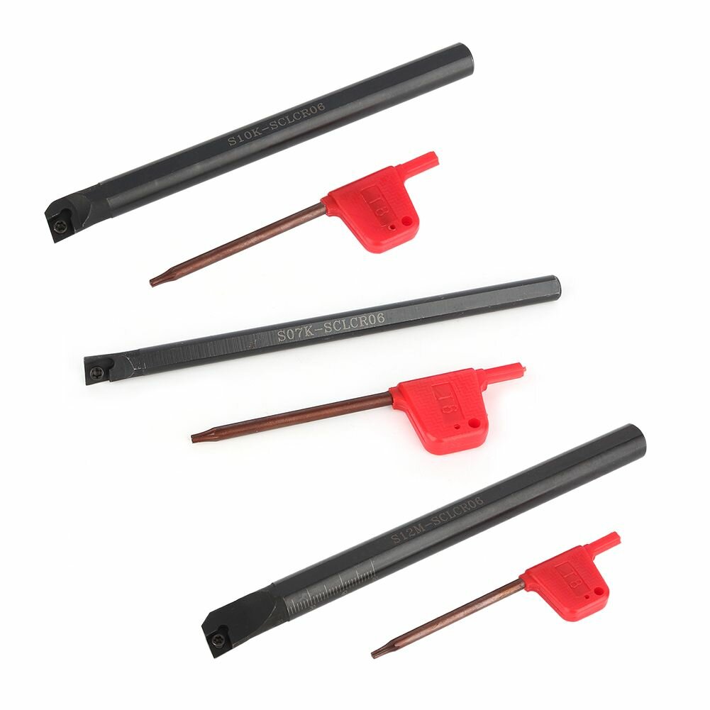 Держатель расточного резца SCLCR для внутренней токарной обработки с 10 вставками CCMT0602 и 3 ключами, прочный набор держателей инструментов