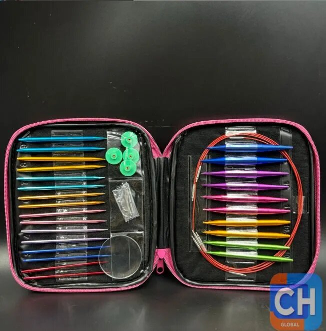 Набор круговых металлических спиц для вязания со сменными лесками, 13 штук, 10 см, разноцветные