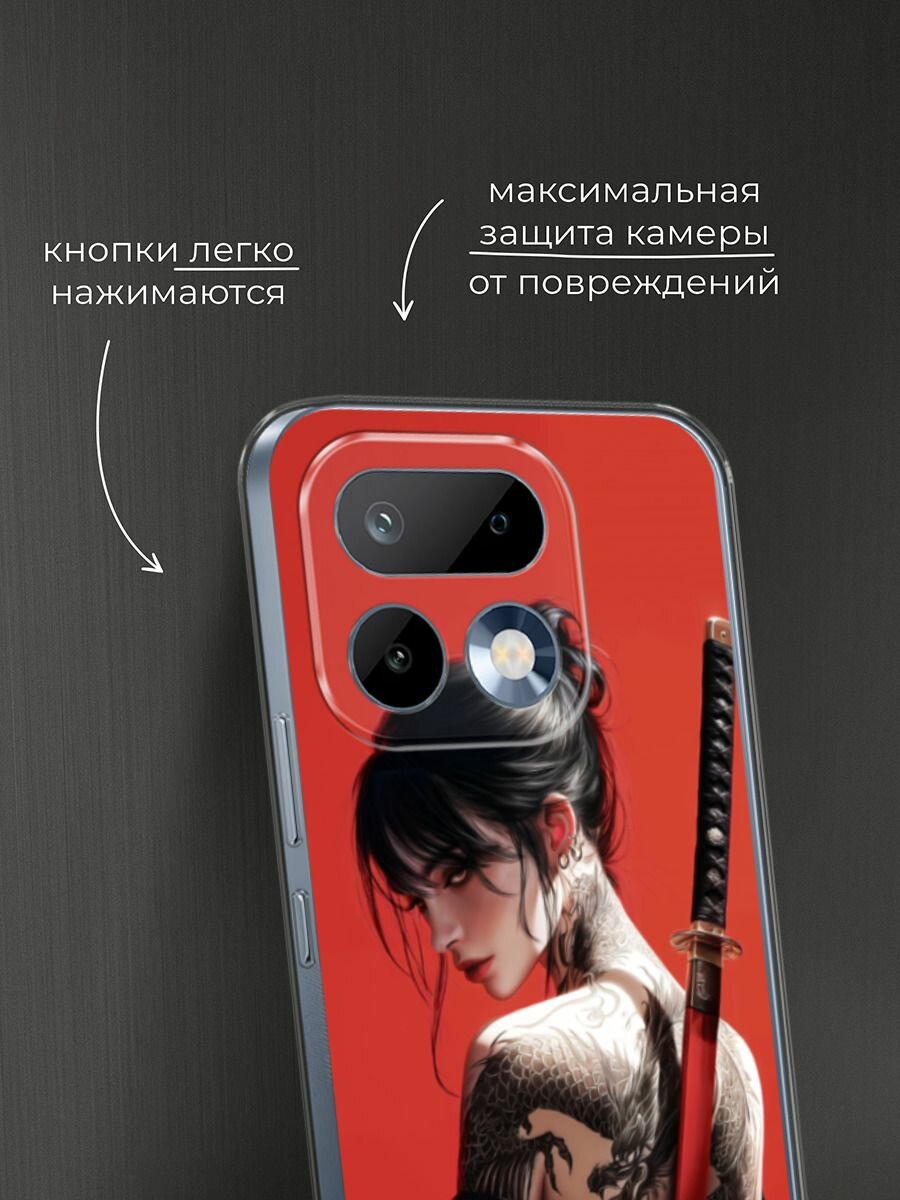 Чехол на Realme 16 Pro / Реалме 16 Про с принтом Девушка самурай с катаной — фото 1
