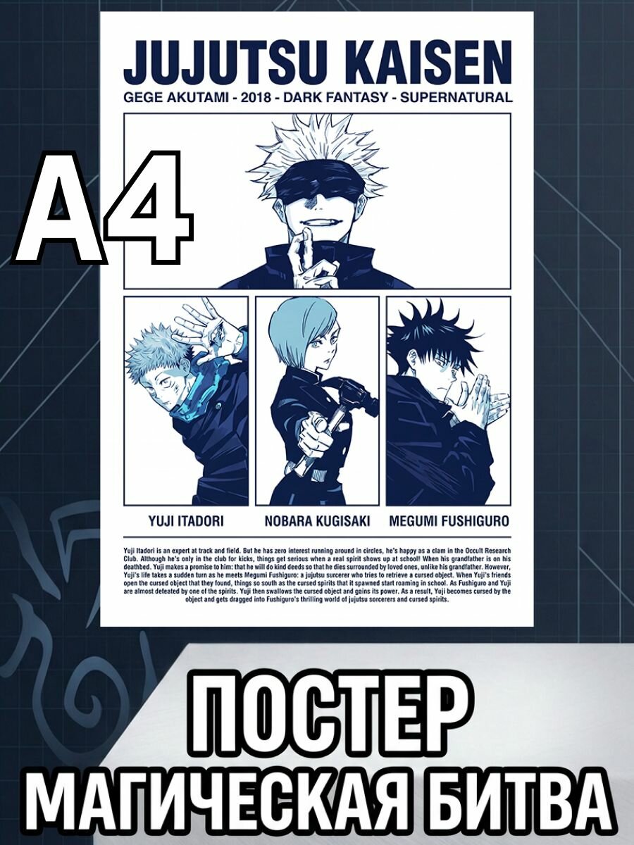 Постер Магическая Битва/Jujutsu Kaisen А4 матовый
