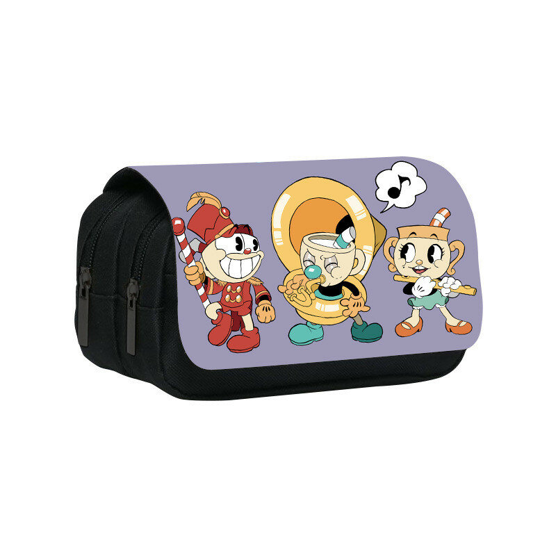 Cuphead пенал большой объем с двойной молнией органайзер для студентов и офиса белый