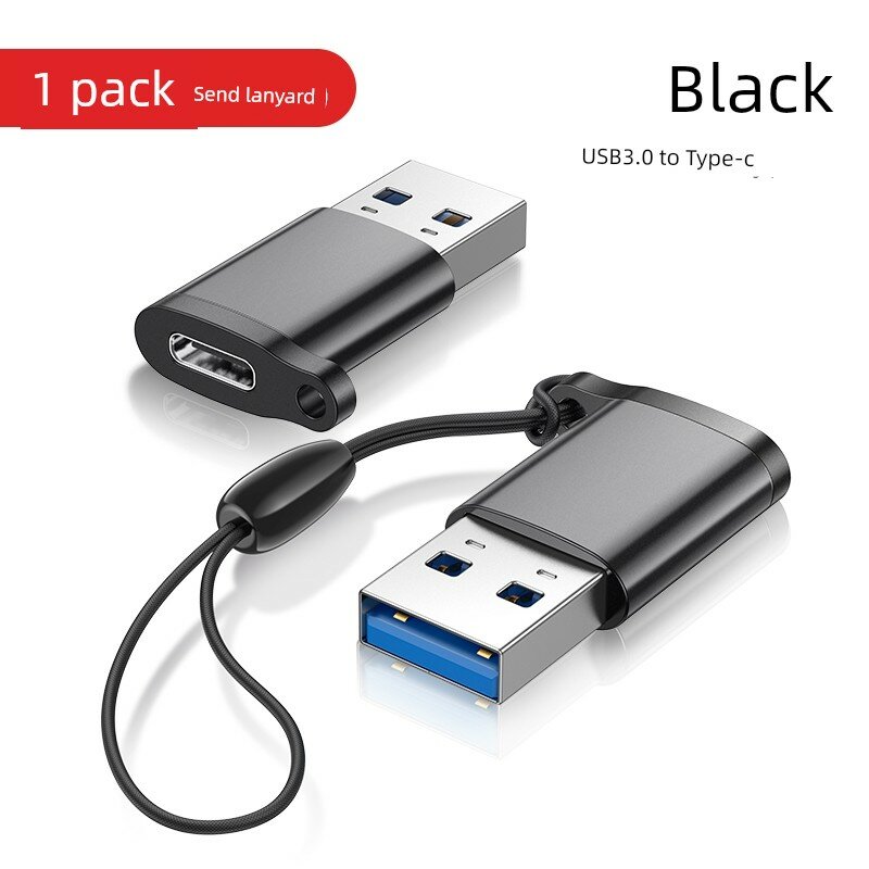 Адаптер USB 3.0 к Type-C для зарядки iPhone 8-16, высокоскоростная передача данных, черный алюминиевый корпус