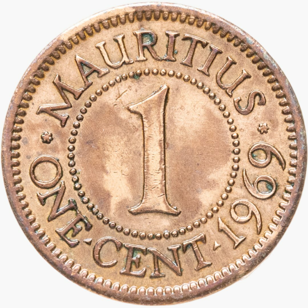 Маврикий 1 цент cent 1969, Бронза, в сохранности XF