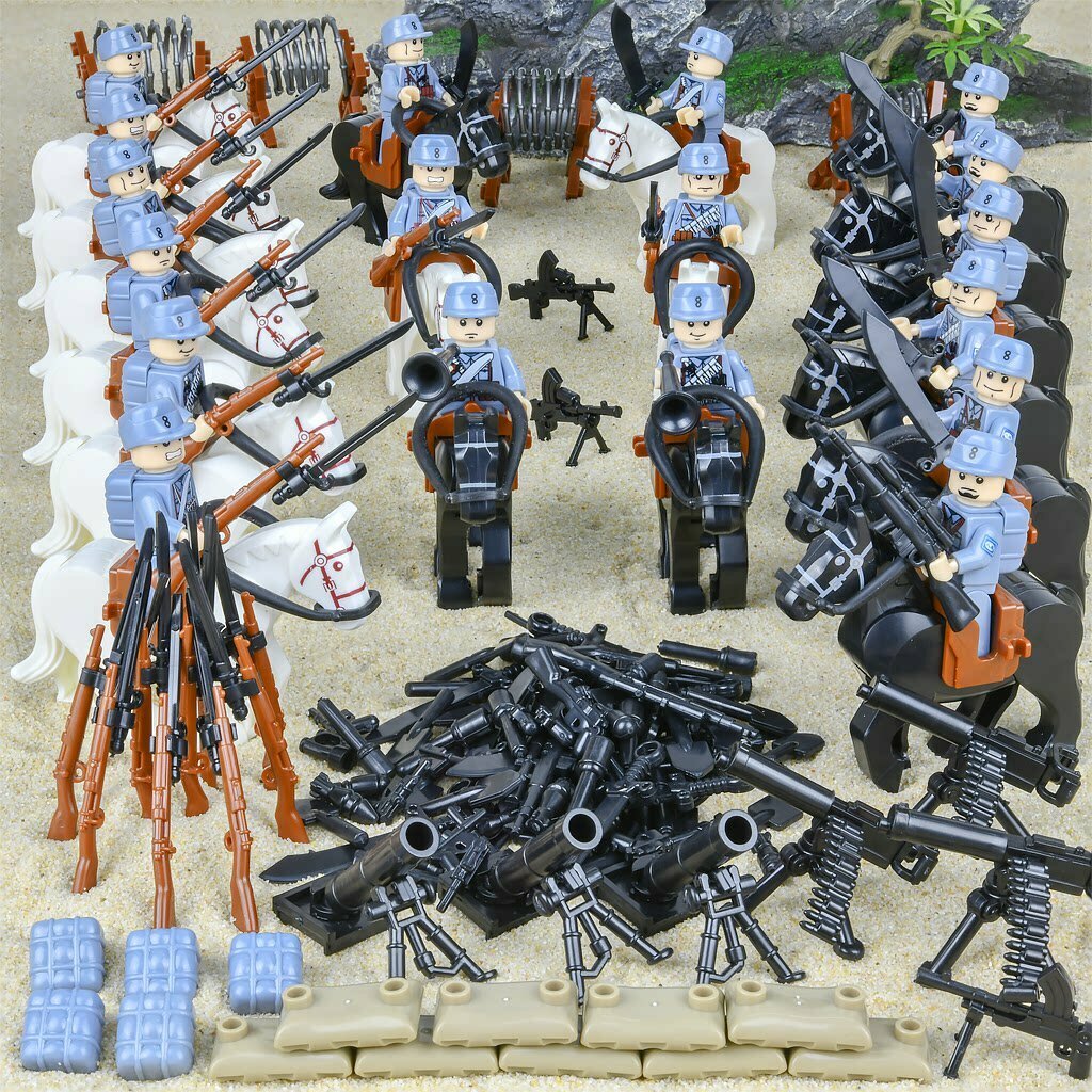 Детские военные строительные блоки совместимые с LEGO: 36 фигурок с 36 лошадьми, включая ведро, для мальчиков от 5 лет