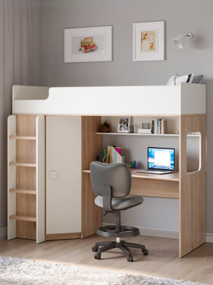 Кровать чердак Легенда B605.41 сонома/белый спальное место 175х80 см