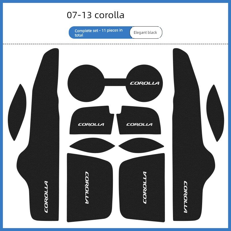 Набор автомобильных ковриков для дверей Toyota Corolla 2007-2013, классический черный, 11 штук для салона
