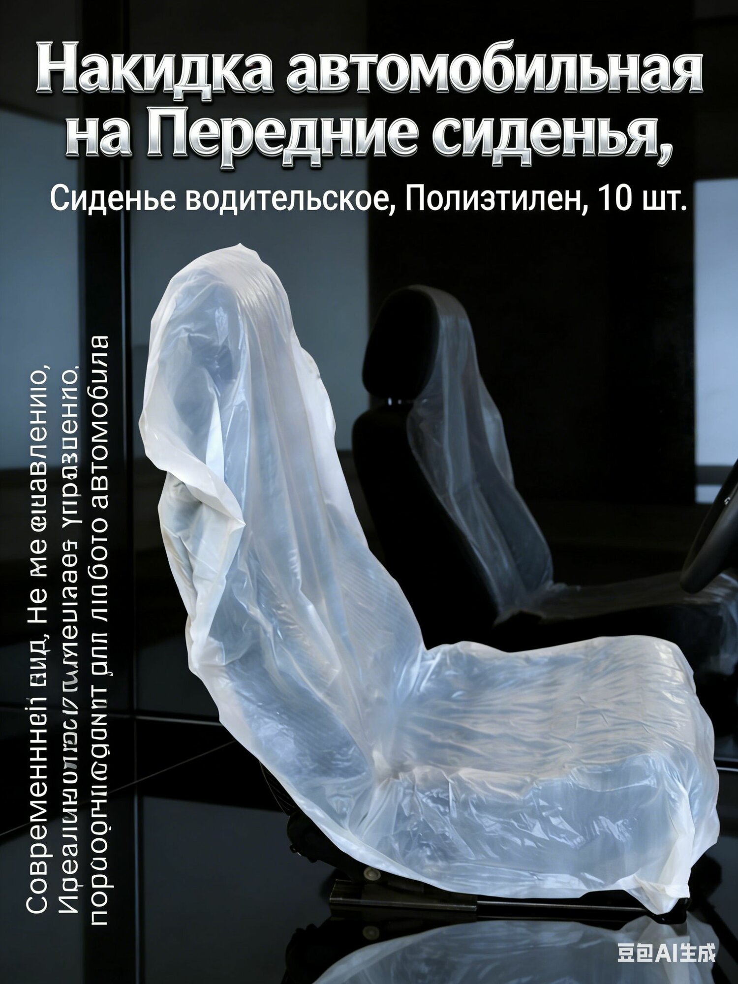 Одноразовые накидки на передние сиденья авто, полиэтиленовые защитные чехлы 10 шт, 10 мкм, универсальный 1300×790 мм