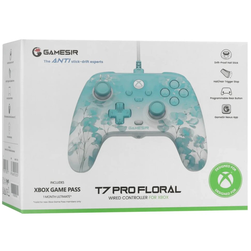 Геймпад проводной GameSir T7 Pro, PC, Steam Deck, Xbox One, Xbox Series S, голубой