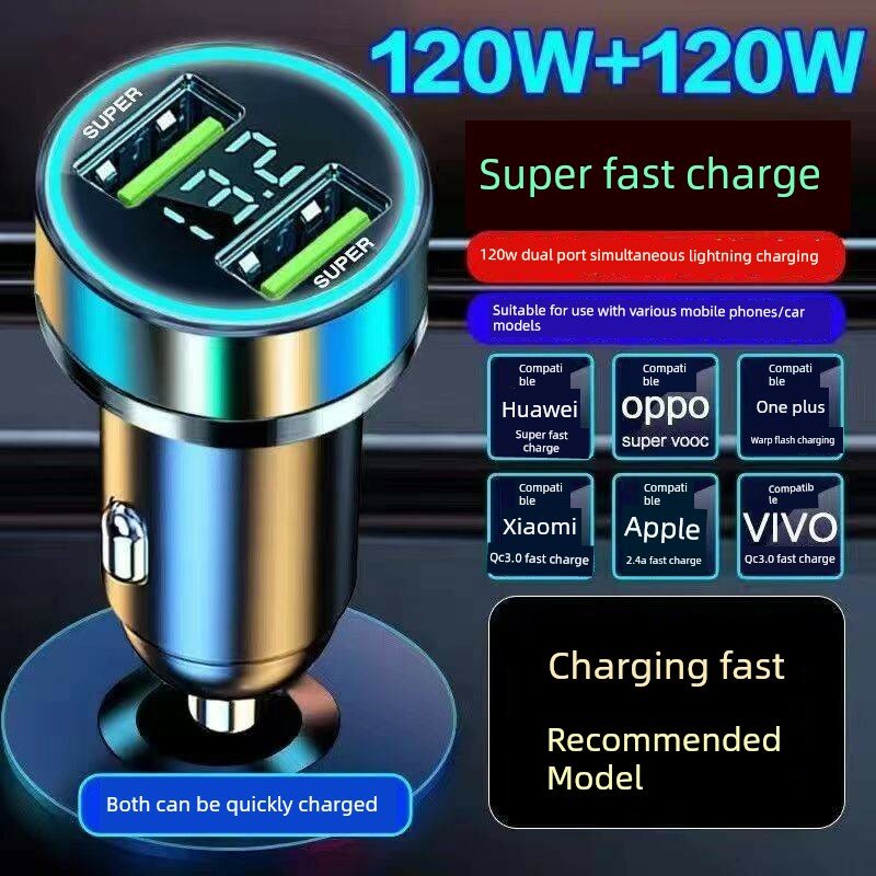 Двойной автомобильный адаптер 120Вт с USB-C для сверхбыстрой зарядки и высокой мощности