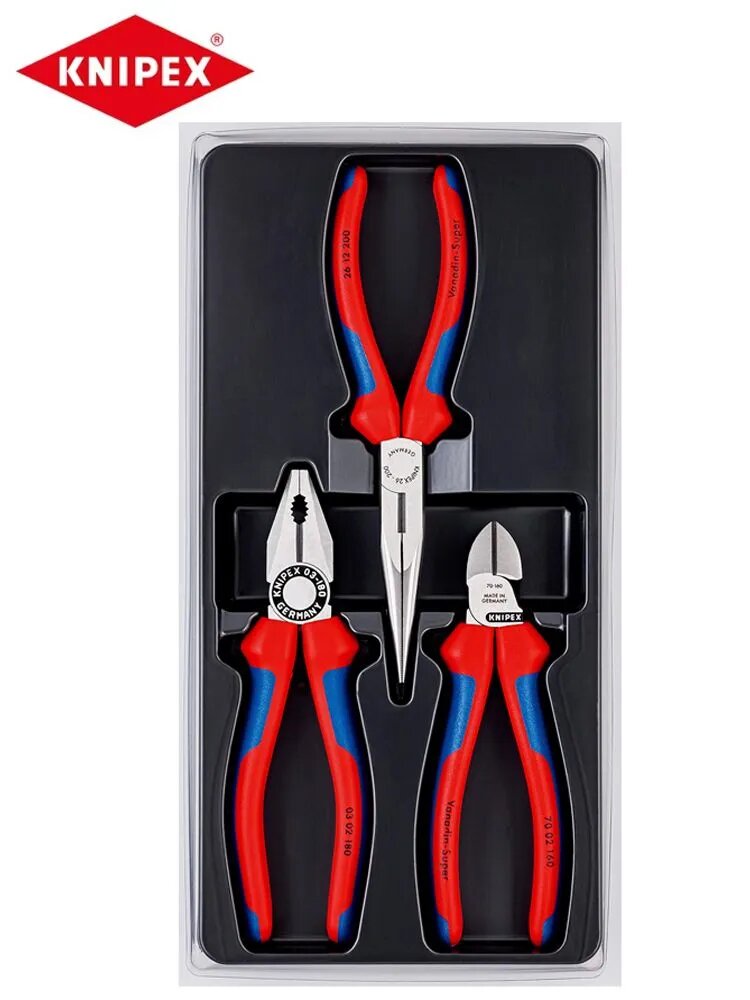 KNIPEX 00 20 11 Набор монтажных плоскогубцев (3 шт) Высокие стандарты Гибкий и портативный