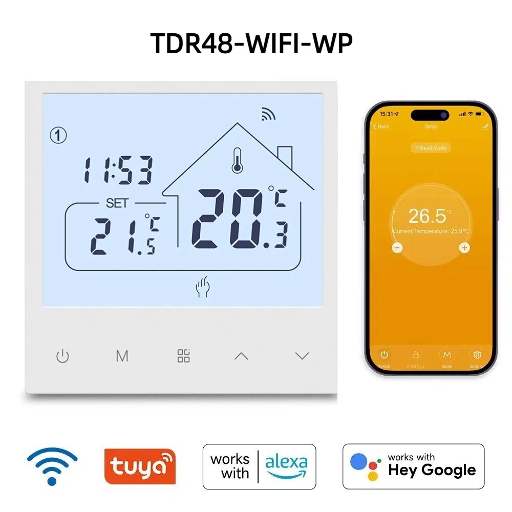 Термостат TDR48-WIFI-WP для водяного пола